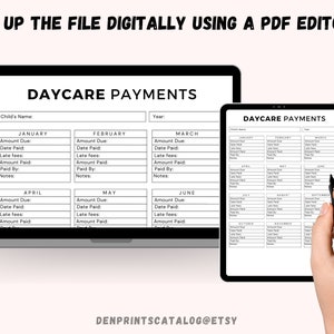 Daycare Payments Log Printable, Daycare Payments, Daycare Tuition ...