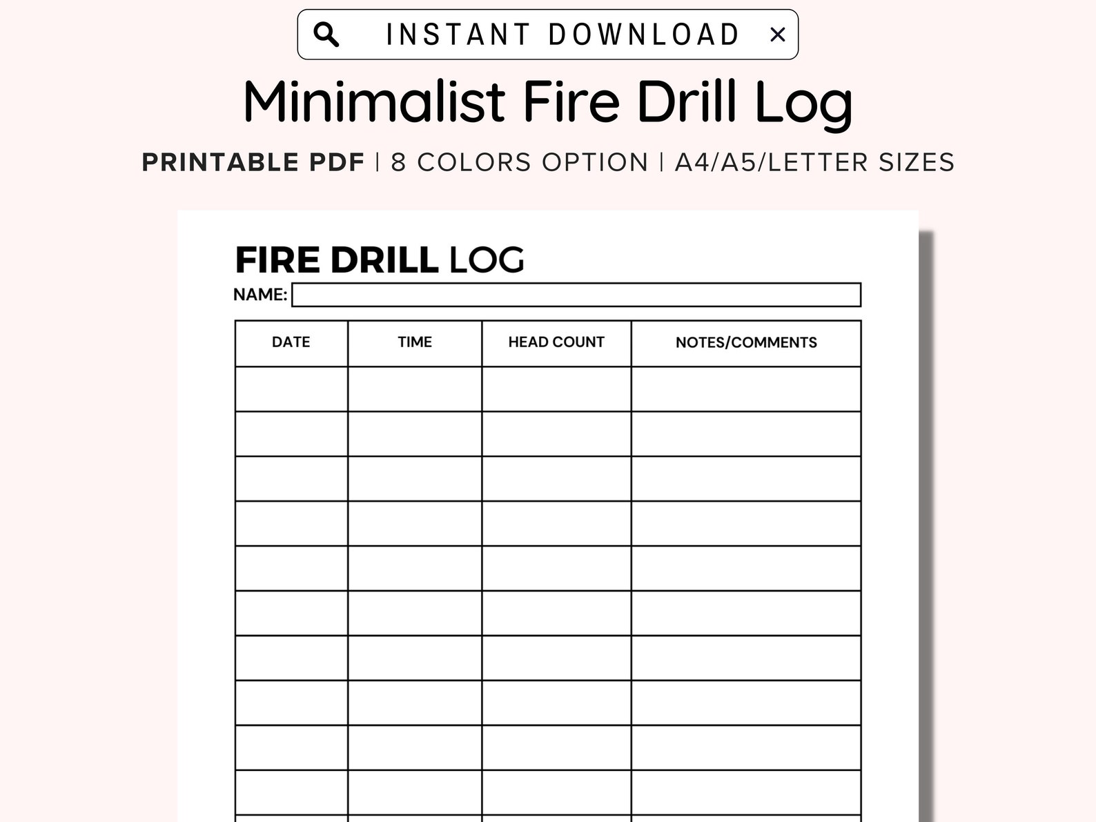 Business Fire Drill Log Printable, Organization, Fire Drill Practice ...
