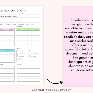 Toddler Daily Report | Daily Log for Daycare, Preschool, Nanny ...