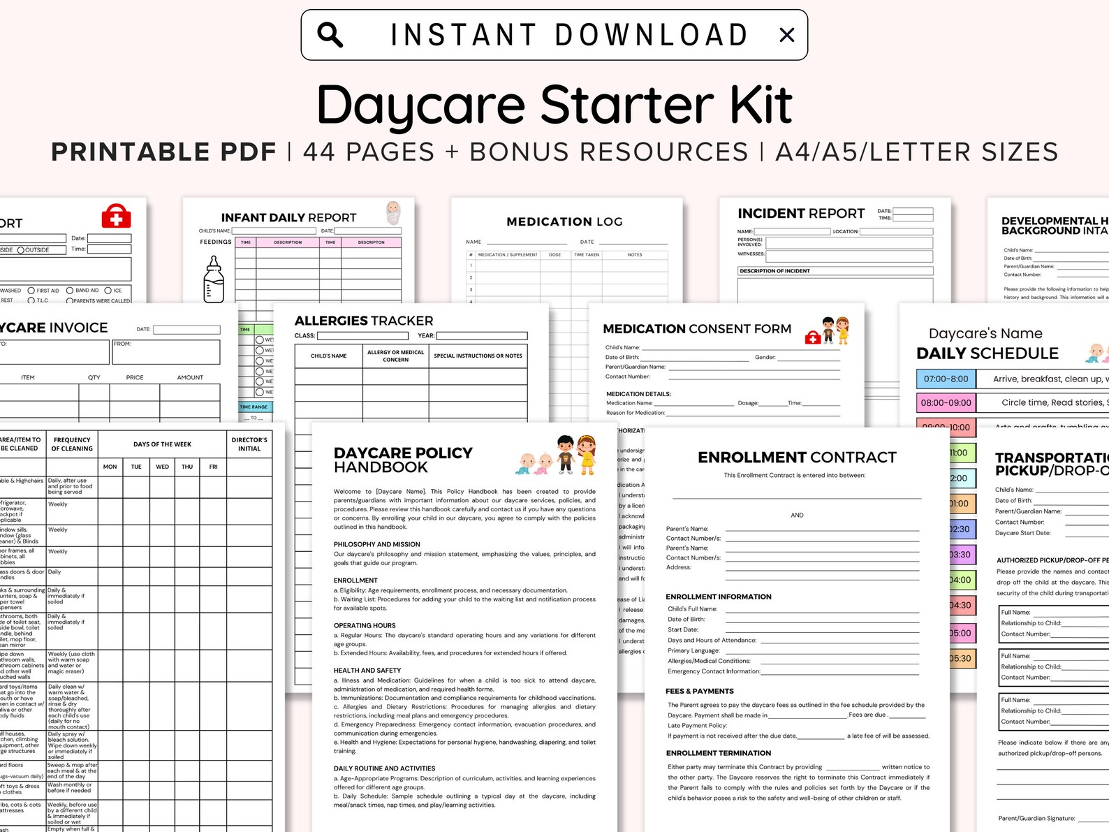 Home Daycare Starter Kit Parent Handbook Childcare - Etsy