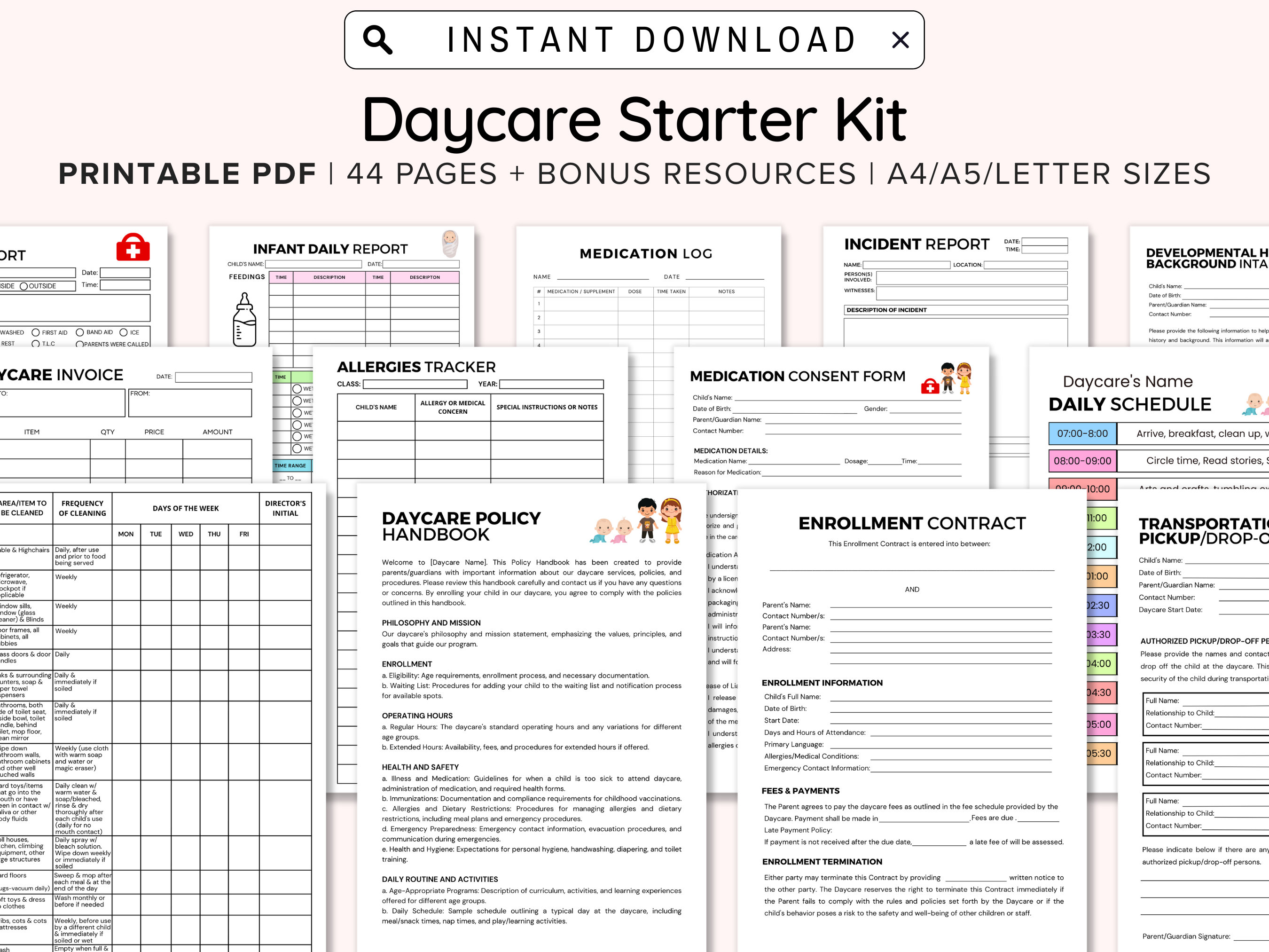 Home Daycare Starter Kit Parent Handbook Childcare - Etsy