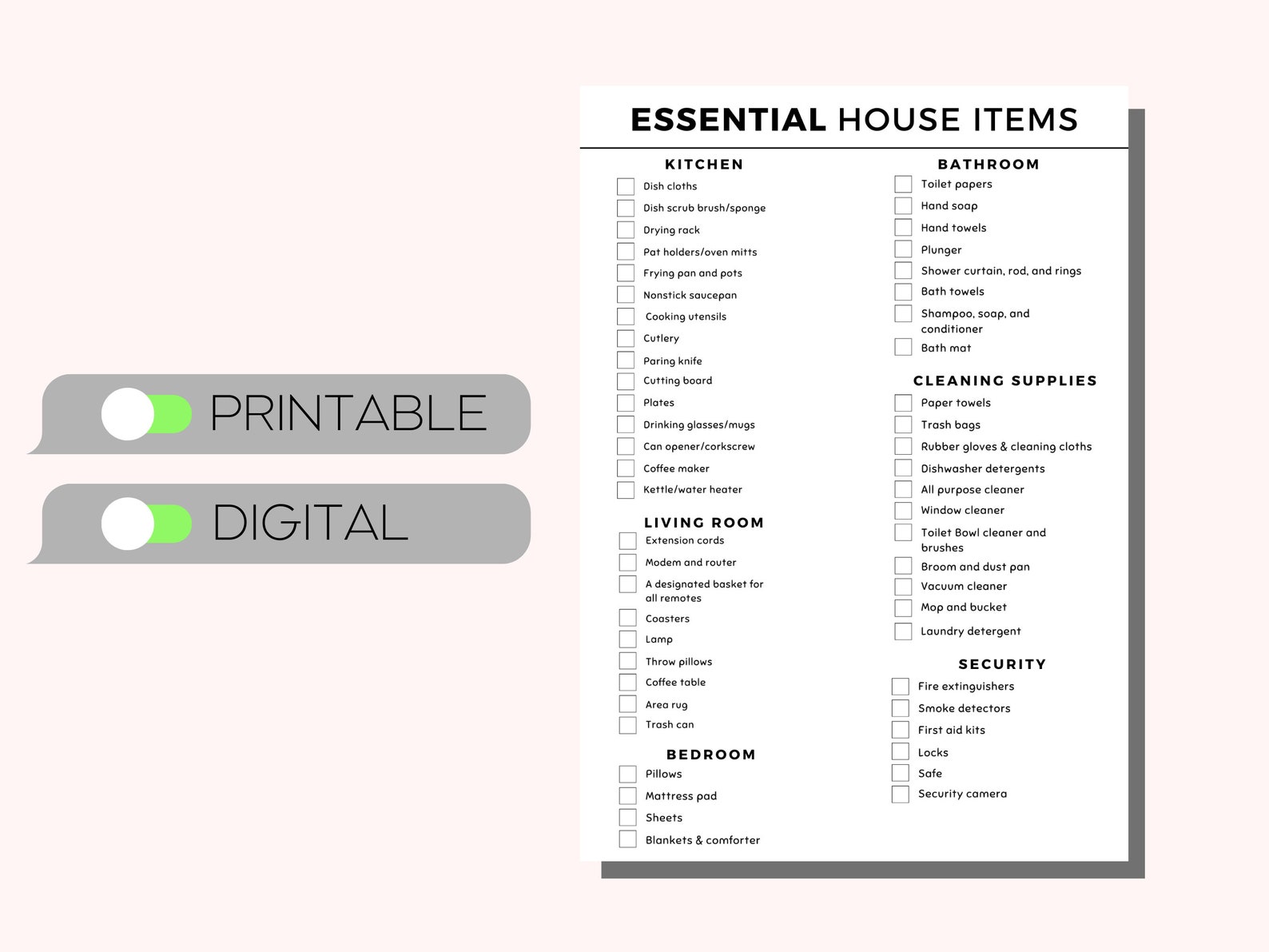 Essential House Items Printable, Airbnb Rental Inventory Checklist ...