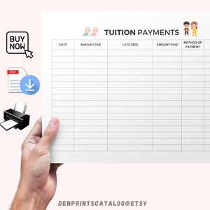 Daycare Tuition Payments Printable, Daycare Tuition Reports, Daycare ...