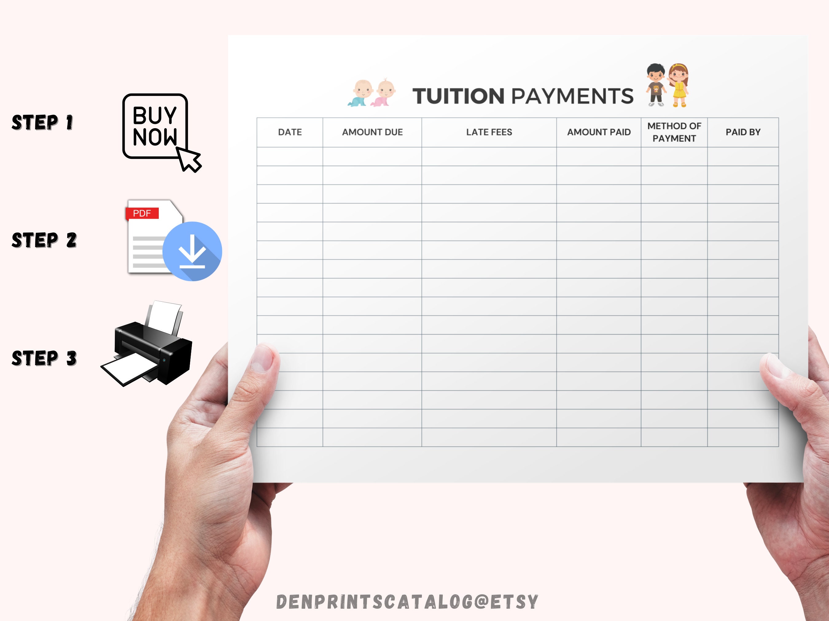 Daycare Tuition Payments Printable, Daycare Tuition Reports, Daycare ...
