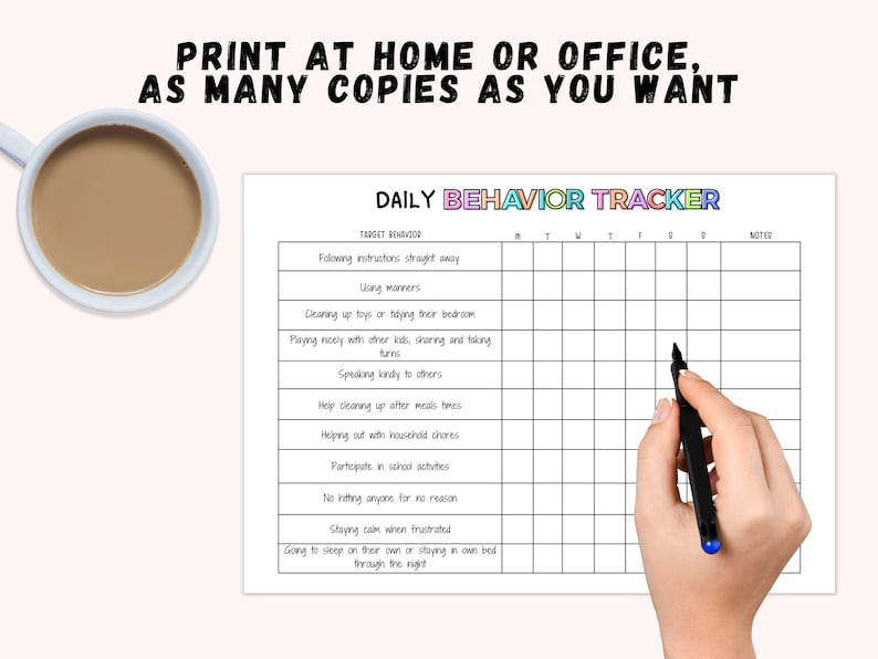 Behavior Reward Chart for Kids Printable, Editable, Good Behavior ...