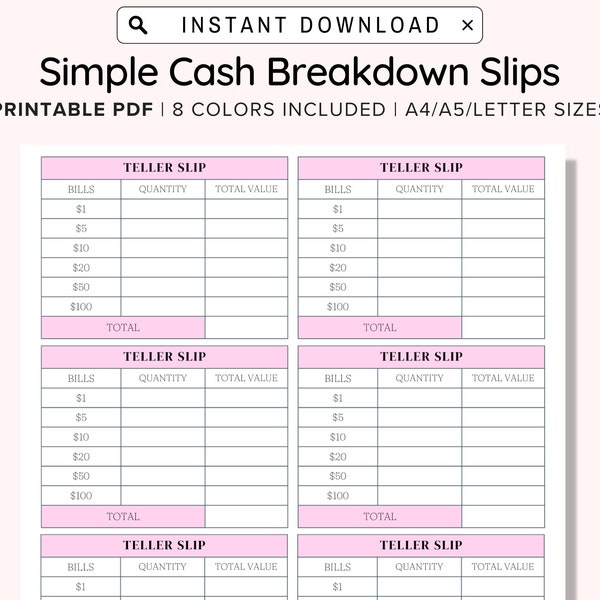 Cash Drawer Sheet - Etsy
