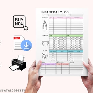 Infant Daily Log Printable, Daycare Printable Baby Log, Infant Toddler ...