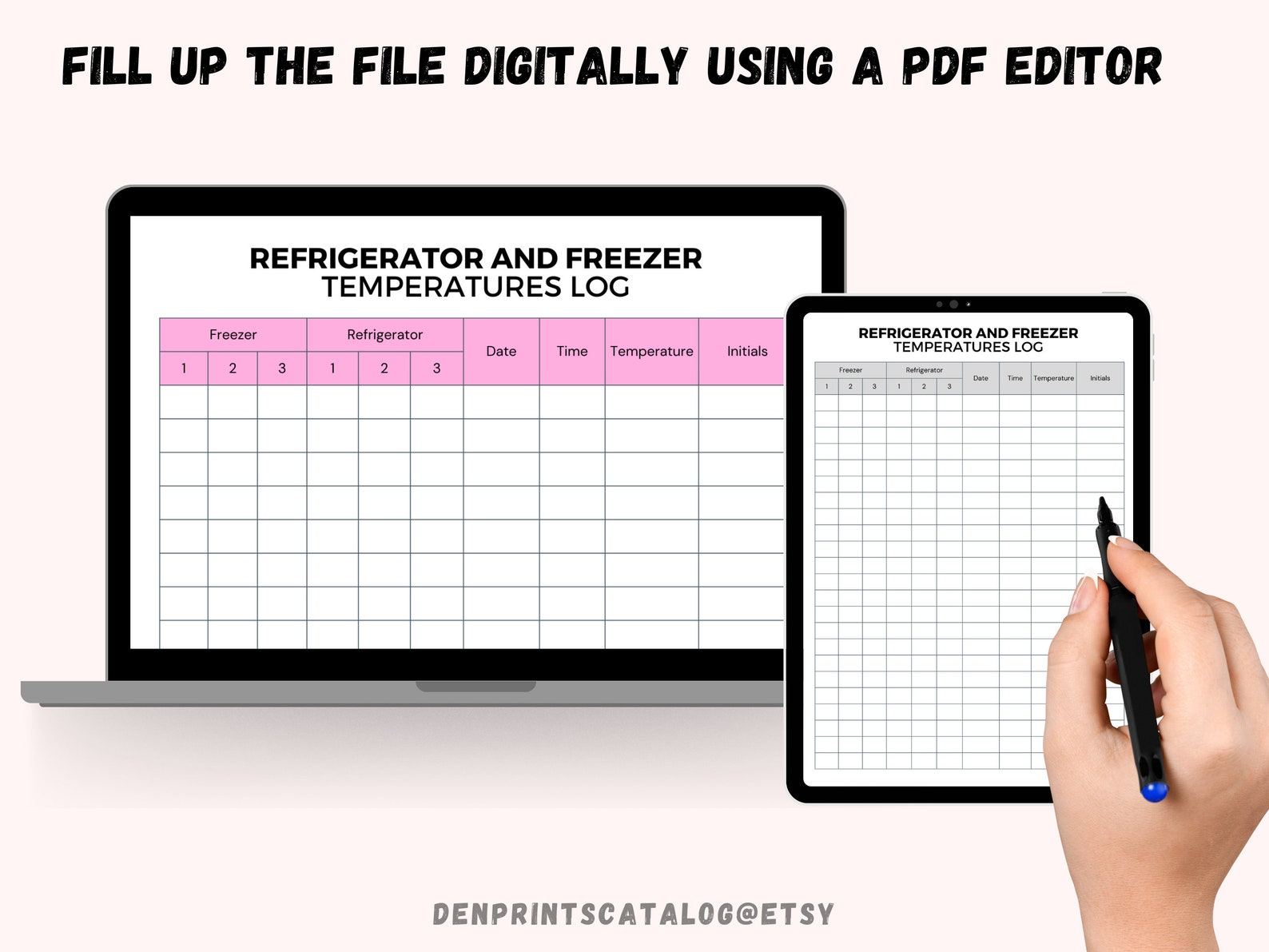 Printable Refrigerator and Freezer Temperatures Log, Cold Food Holding ...