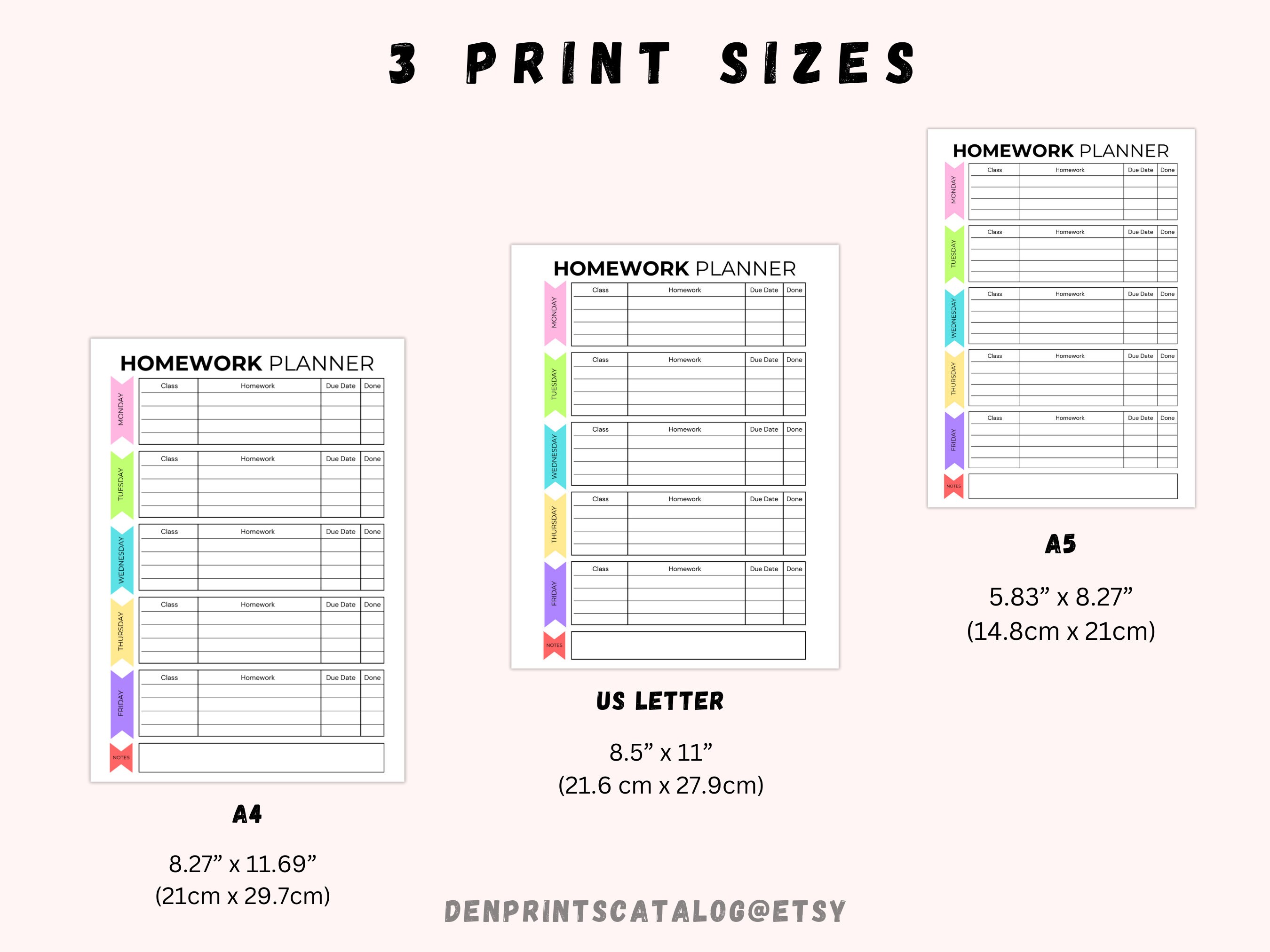 Printable Homework Planner, Homework Chart, Homework Tracker ...