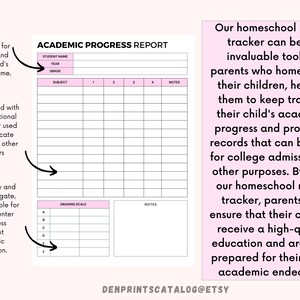 Homeschool Report Card Homeschool Progress Report, Homeschool Academic ...