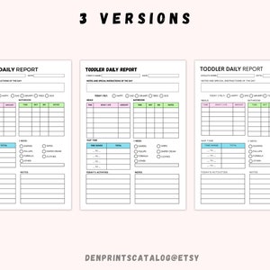 Toddler Daily Report | Daily Log for Daycare, Preschool, Nanny ...