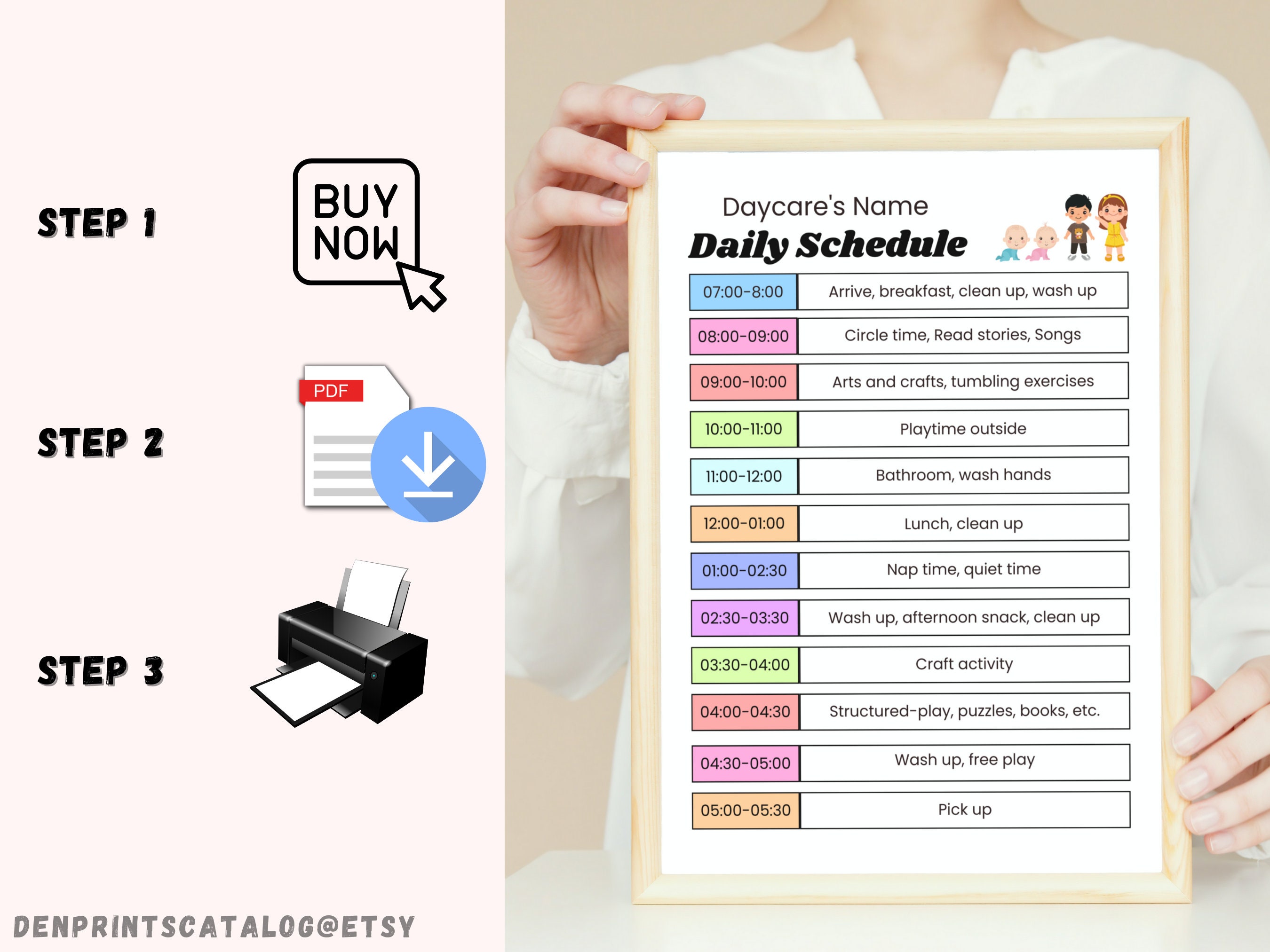 Daily Daycare Schedule, Perfect for Daycare, Home Daycare or Childcare ...