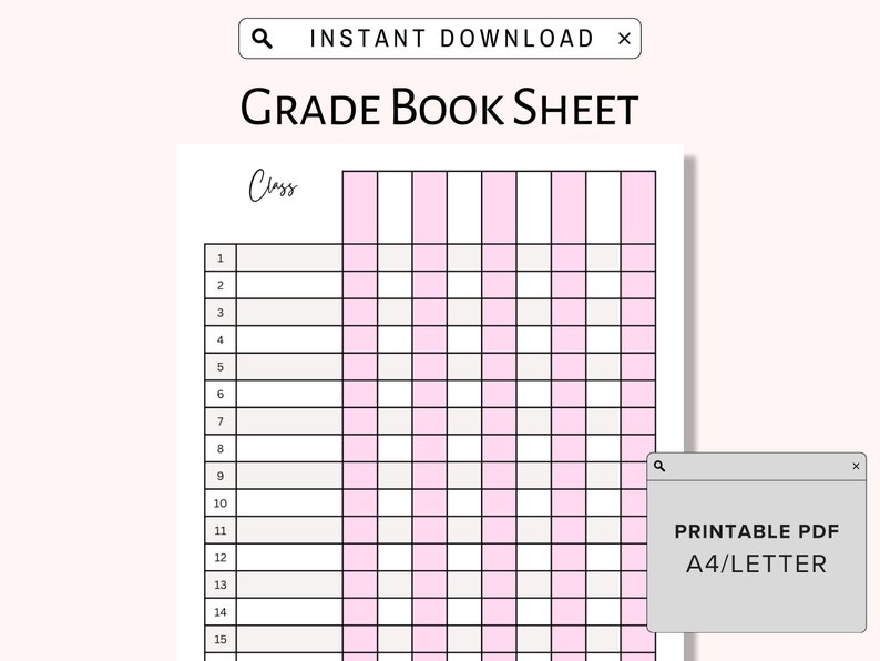 Printable Blank Tracking,class Record, Teacher Gradebook Template ...