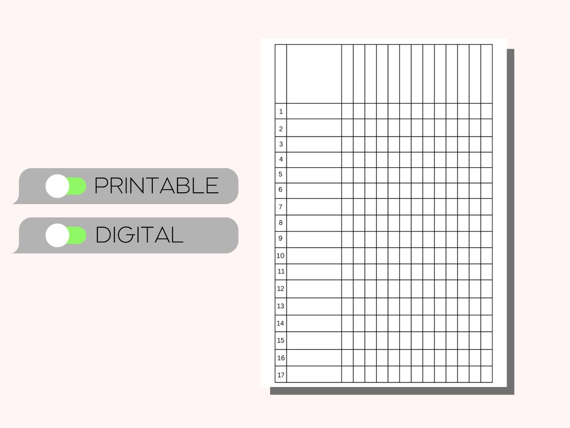 Printable Blank Tracking,class Record, Teacher Gradebook Template ...