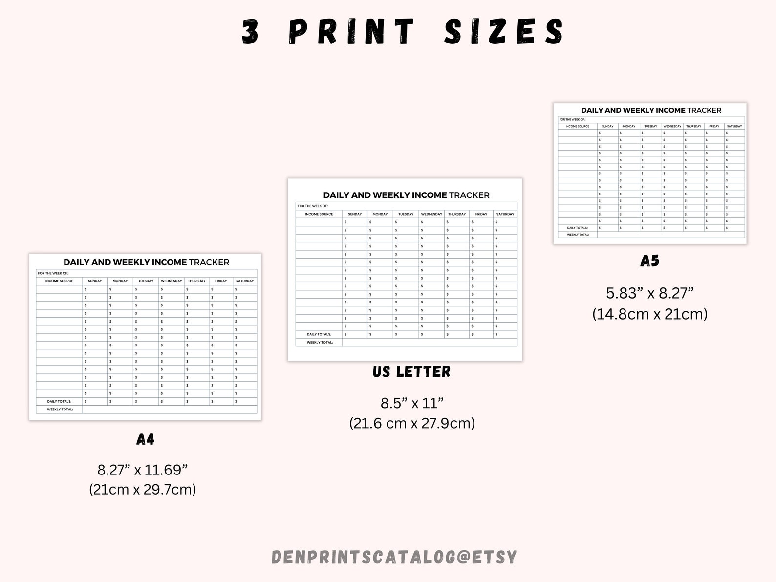 Printable Daily and Weekly Income Tracker, Income Tracker Printable ...