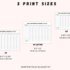 Printable Daily and Weekly Income Tracker, Income Tracker Printable ...