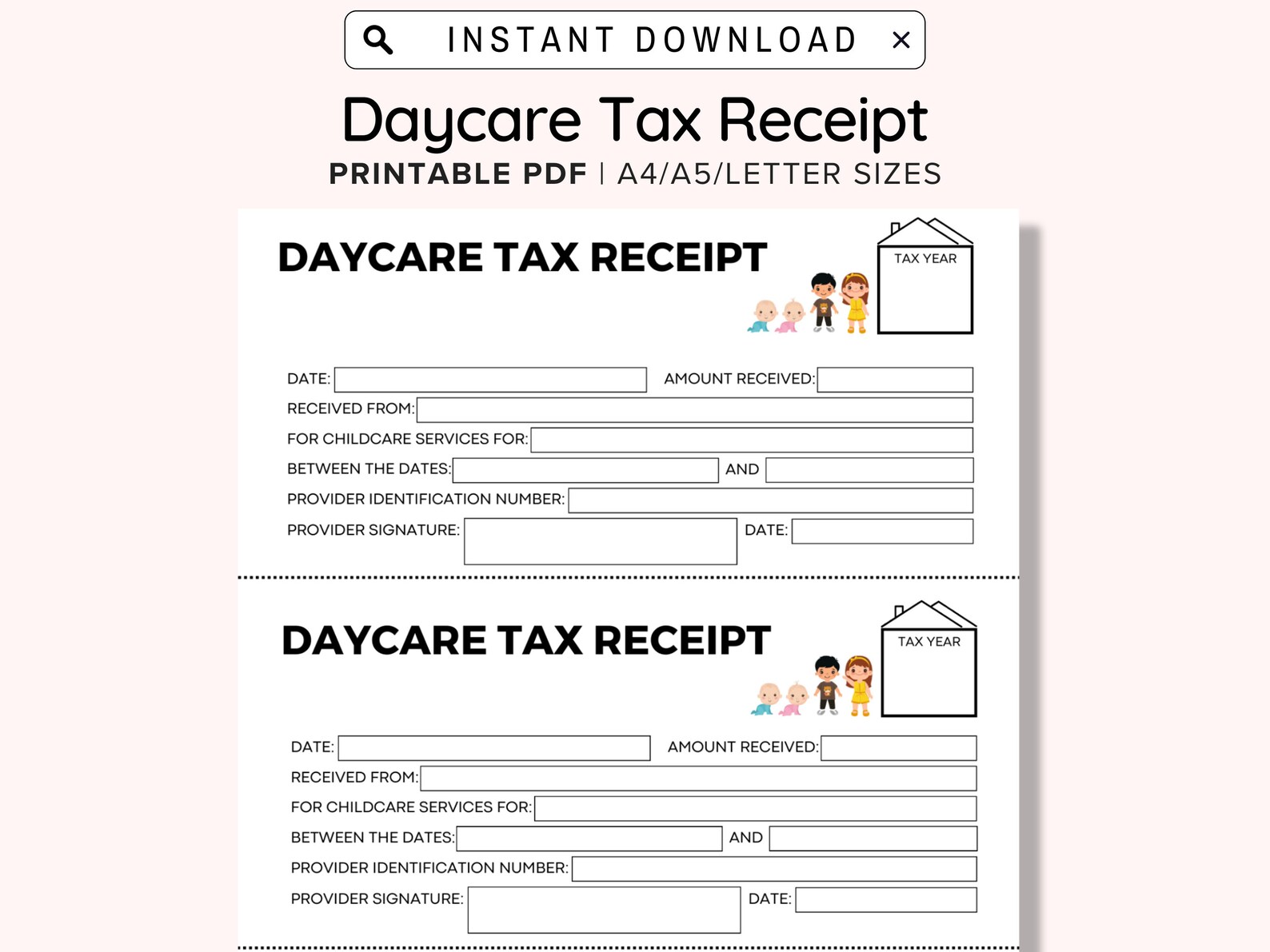 Daycare Receipts Printable, Daycare Tax Receipts,daycare Tax Statement ...