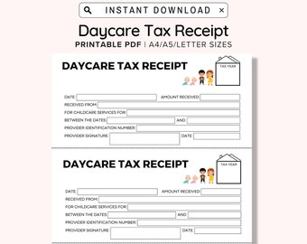 Boho Rainbow | Childcare Tax Receipt | Printable | Editable | Childcare ...