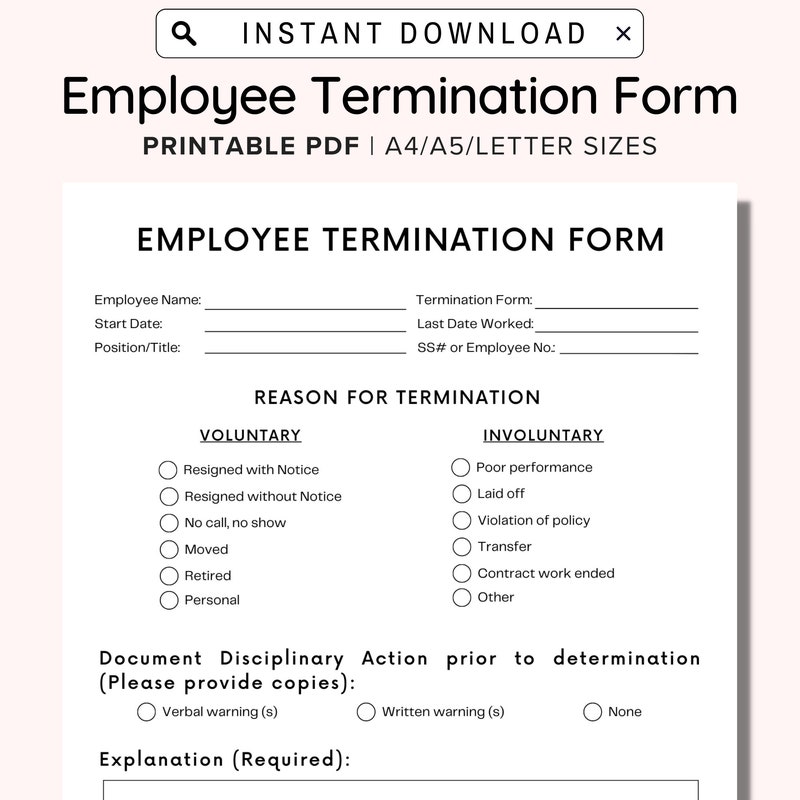 Employee Termination Form - Etsy