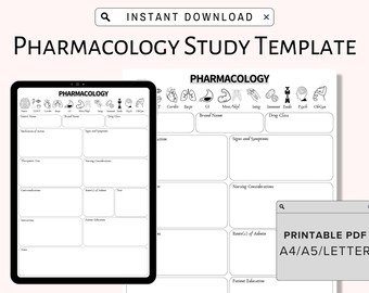 Buy Pharmacology Color Study Guide Template for Drug Card Nurse, NCLEX ...