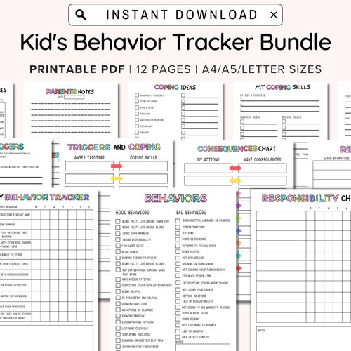 Kids Behavior Tracker Bundle Actions Consequence Chart - Etsy