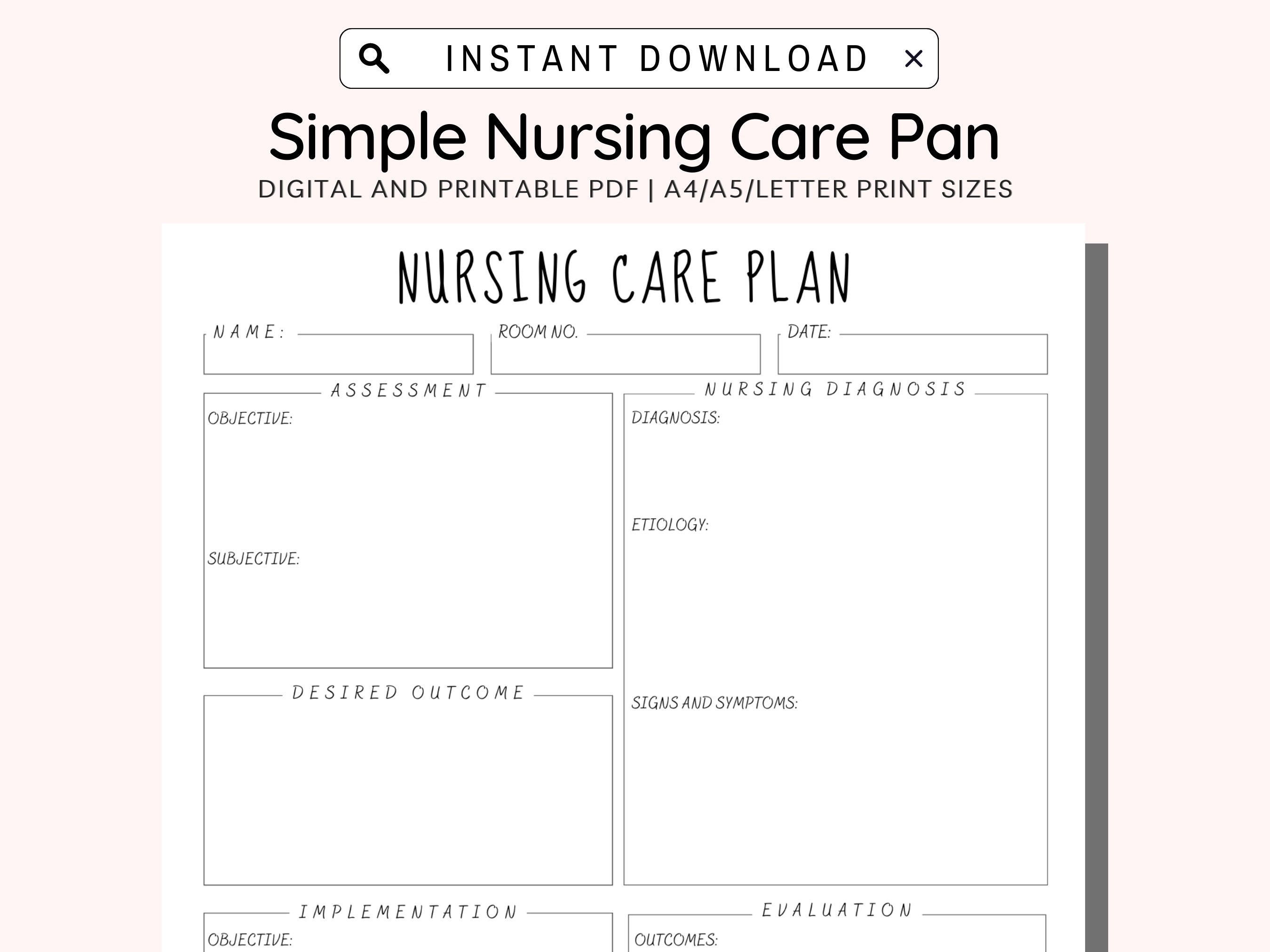 Nursing Care Plan Printable Nurse Care Plan Template - Etsy México