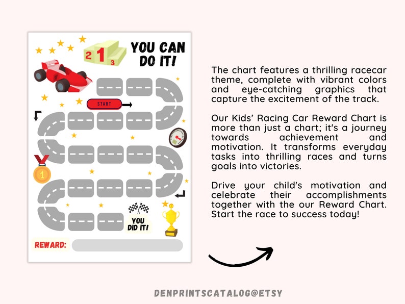 Printable Racing Car Reward Chart Cars Kids Behavior Chart - Etsy