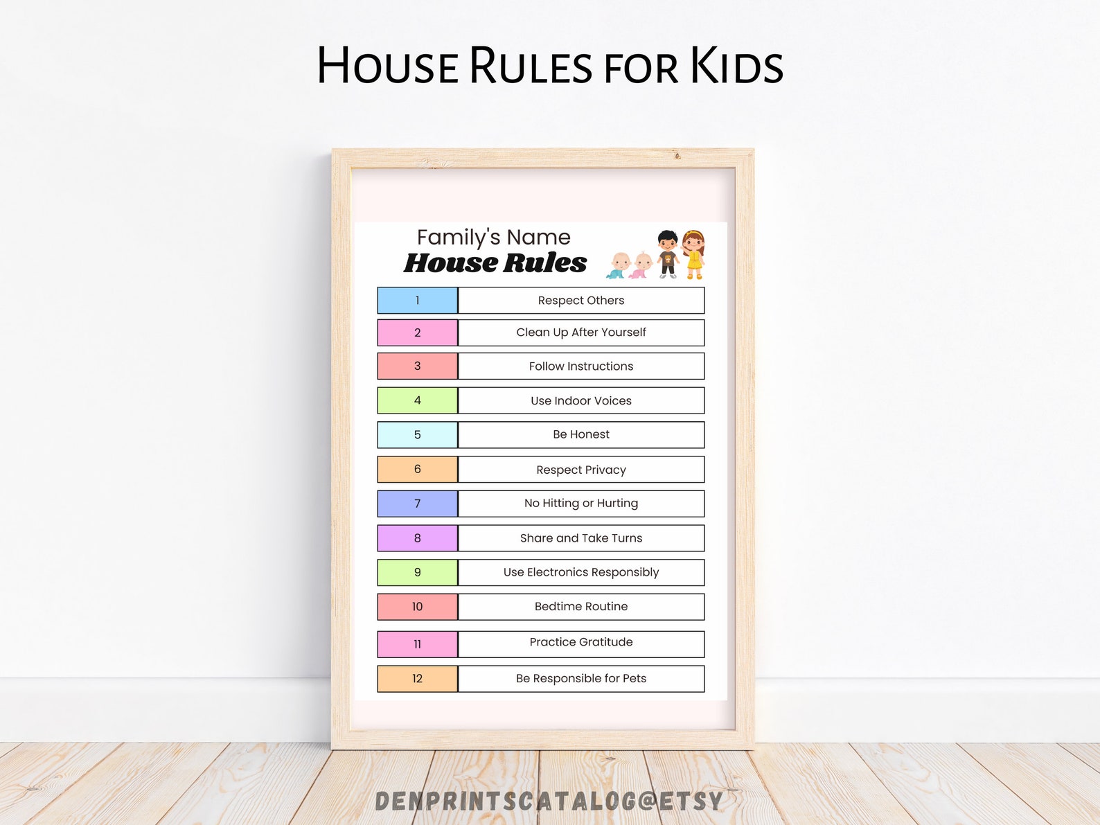 House Rules for Kids Printable, Family House Rules, Family Rules, Home ...