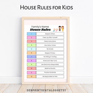 House Rules for Kids Printable, Family House Rules, Family Rules, Home ...