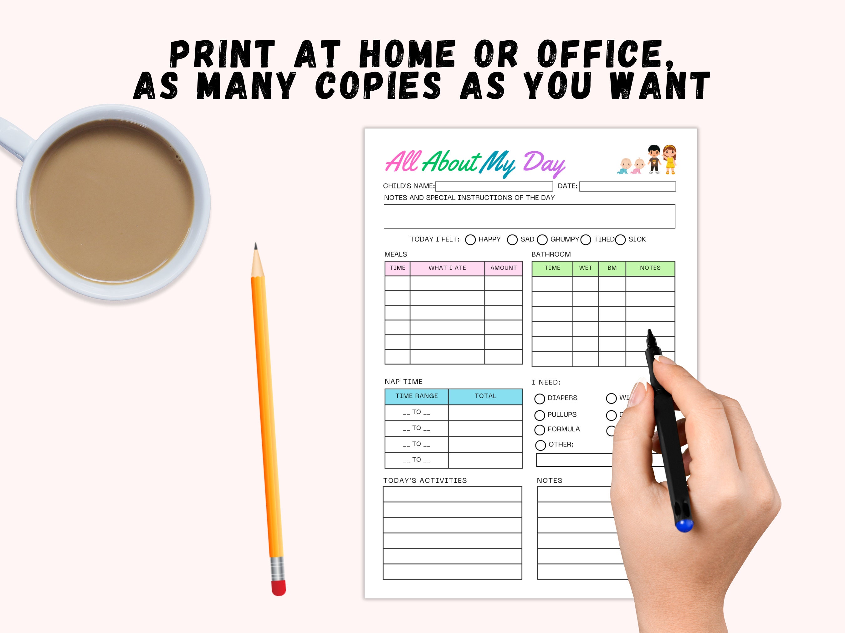 Daycare Report Mail Printable, Day Care Report, Toddler Daily Log ...