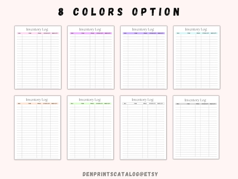 Printable Inventory Log Management Form, Inventory Sheet, Small ...