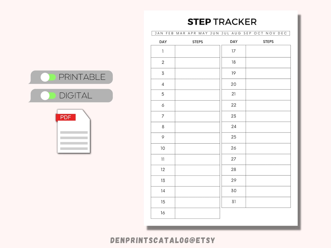 Step Tracker Printable, Step Log Planner, Printable Planner Fitness ...