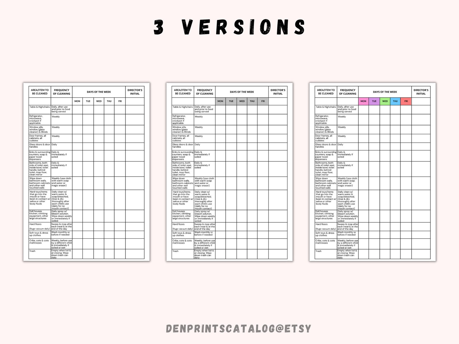 Daycare Cleaning Checklist, Childcare Cleaning Checklist, Daycare ...