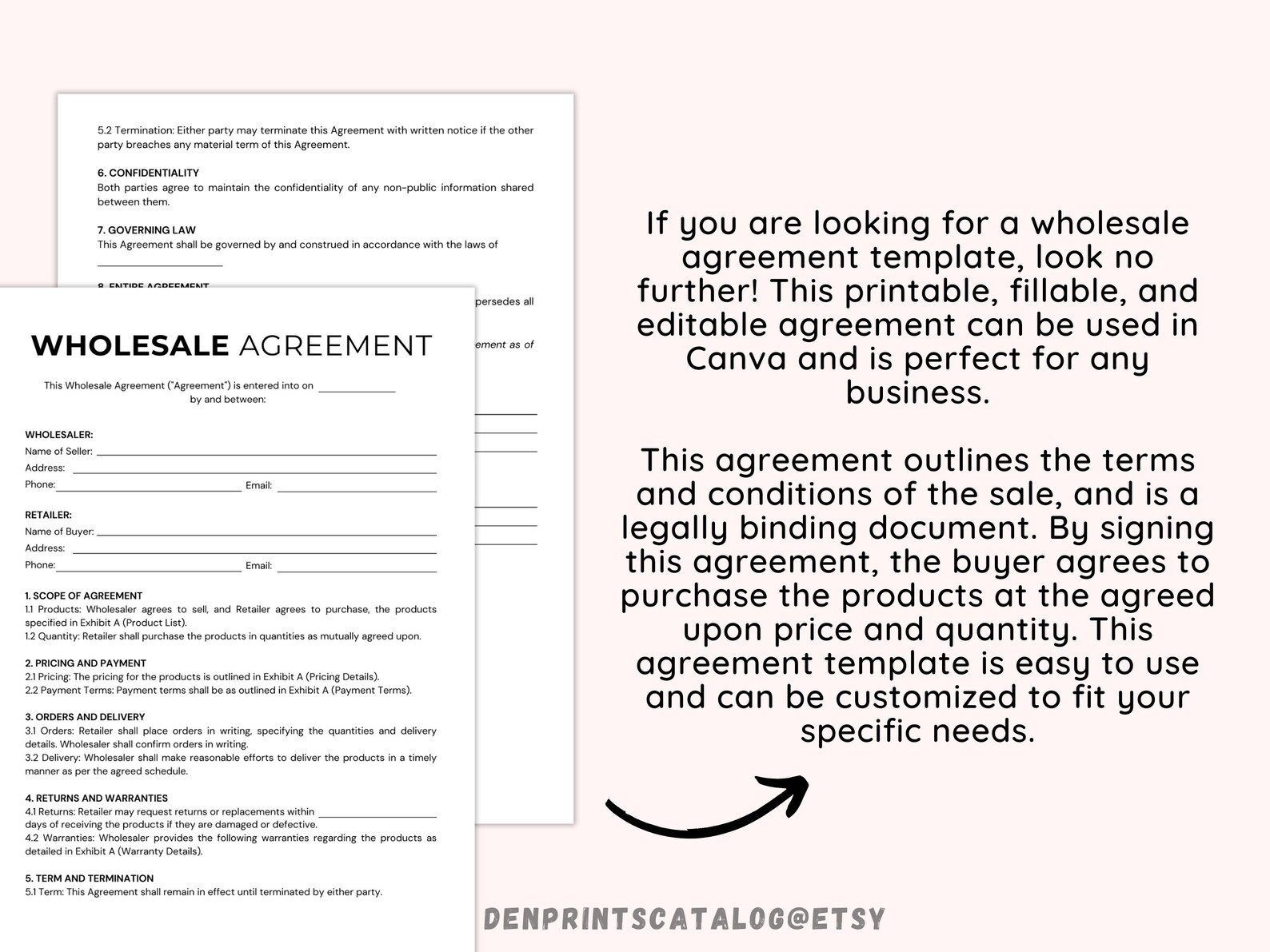 Wholesale Agreement Fillable PDF, Wholesale Contract Template ...
