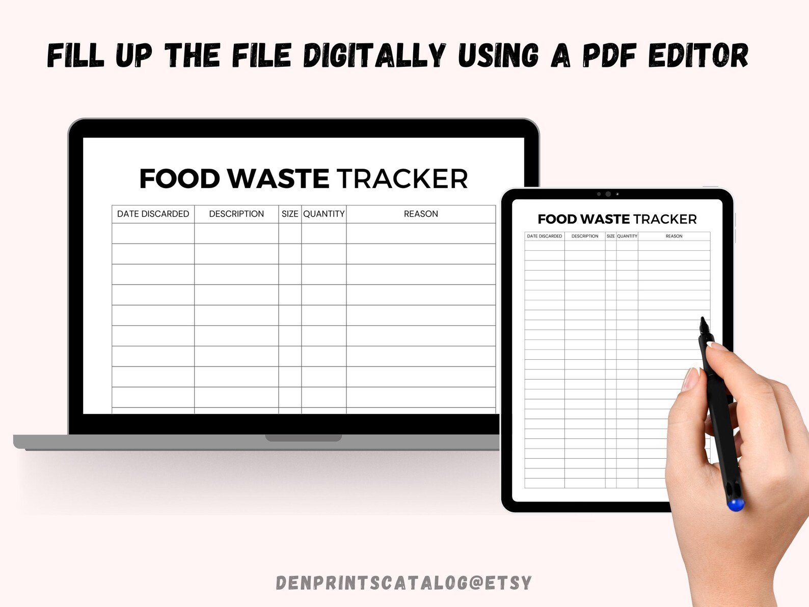 Printable Food Waste Tracker Fillable Print and Write PDF Digital ...
