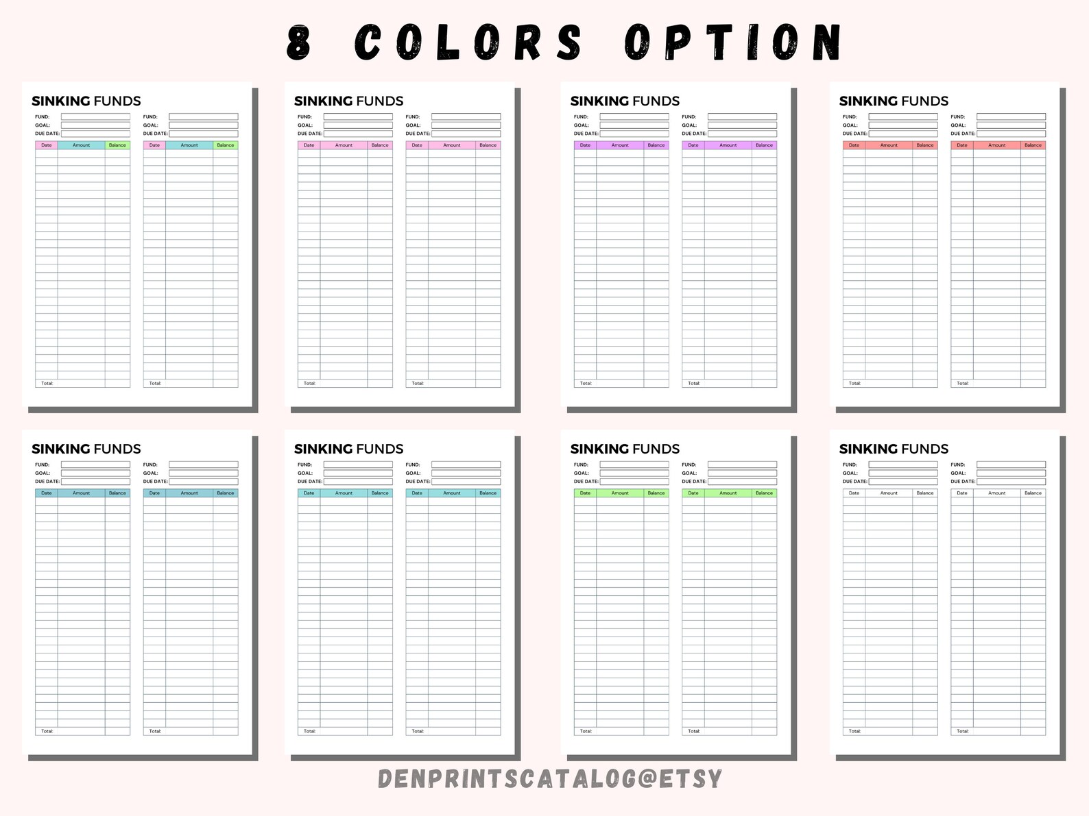 Sinking Funds Tracker Printable, Savings Challenge, Savings Tracker ...