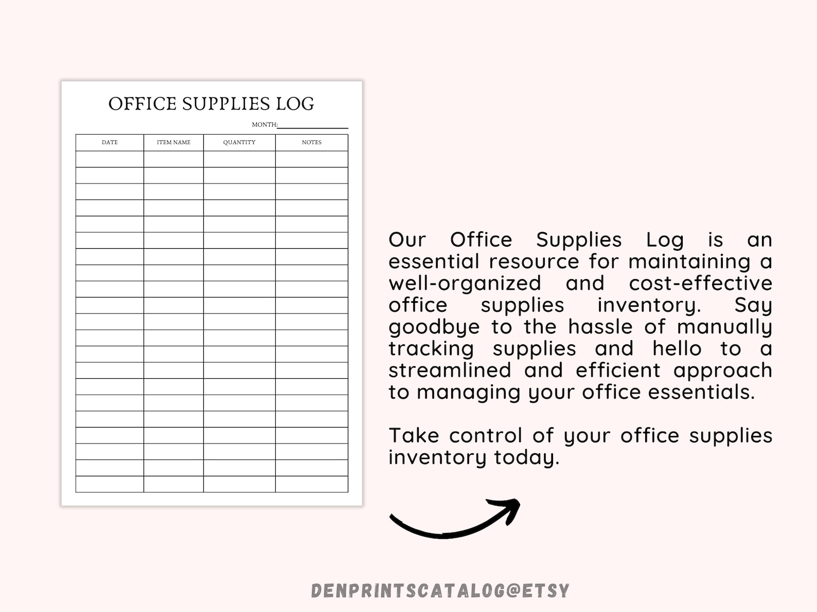 Office Supplies Log Checklist Printable, Business Office Supplies ...