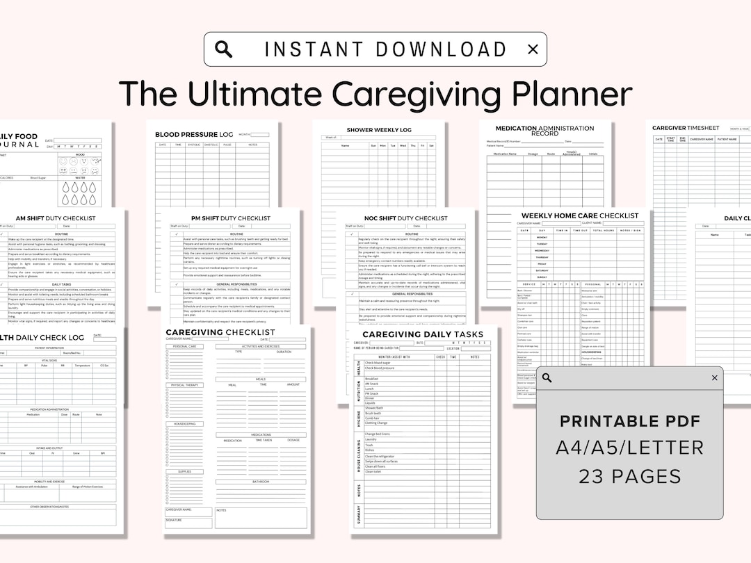 Caregiving Planner Printable, Caregiver Binder, Caregiver Organizer ...