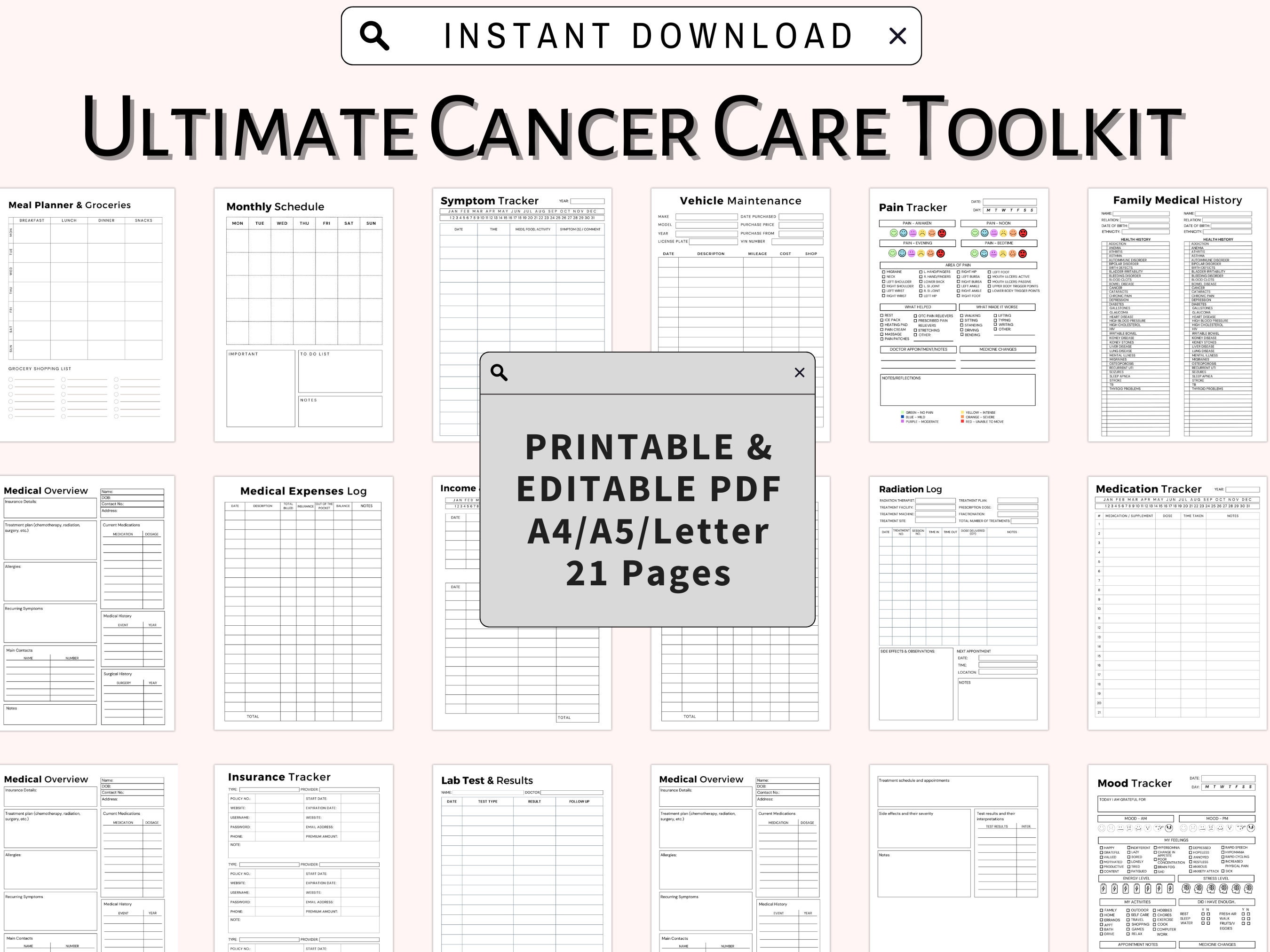 Cancer Planner, Cancer Care Journal Printable, Cancer Diagnosis Health ...