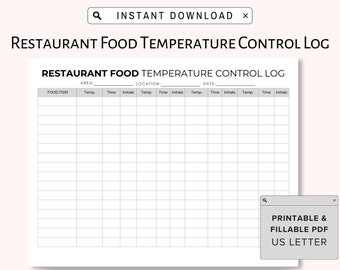 Printable Restaurant Food Temperature Control Sheet Fillable and ...