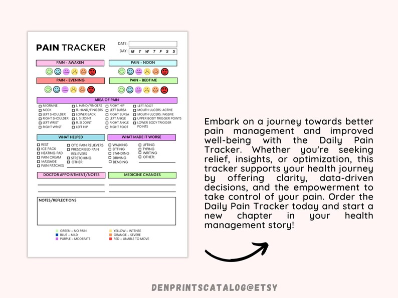 Daily Pain Tracker and Journal Printable Chronic Pain - Etsy