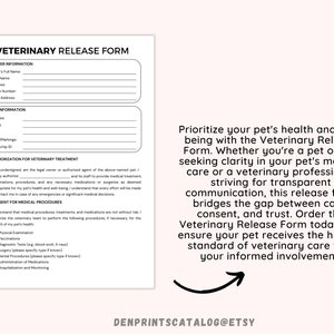 Veterinary Release Form Printable, Veterinary Medical Records Release ...