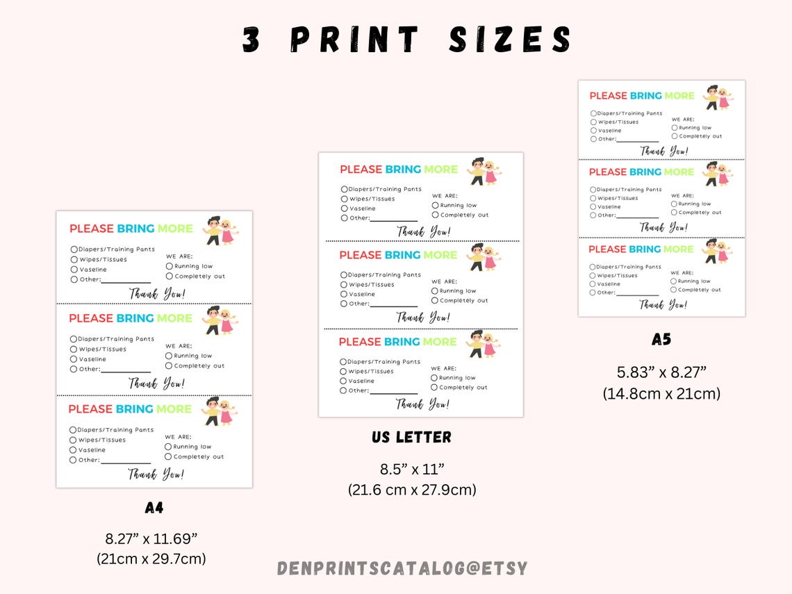 Please Bring More Supplies, Daycare Parent Notice Printable, Childcare ...