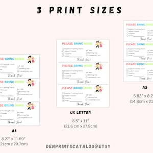 Please Bring More Supplies, Daycare Parent Notice Printable, Childcare ...