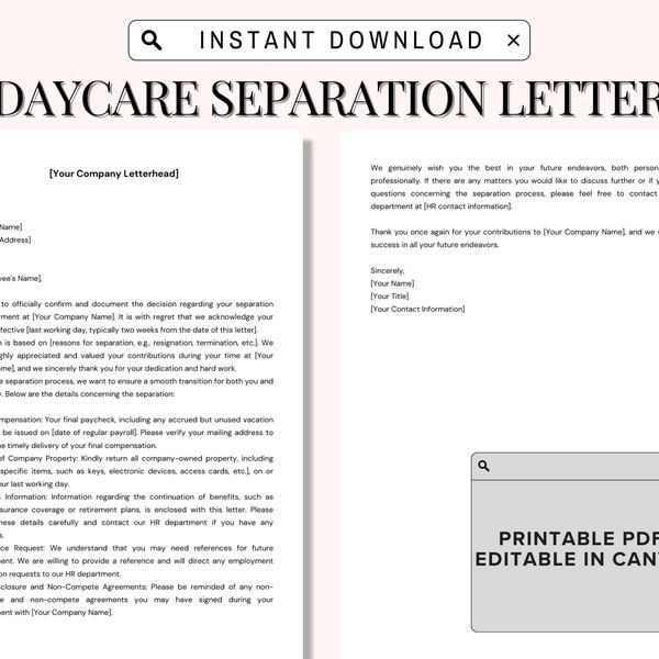 Employee Separation Letter - Etsy