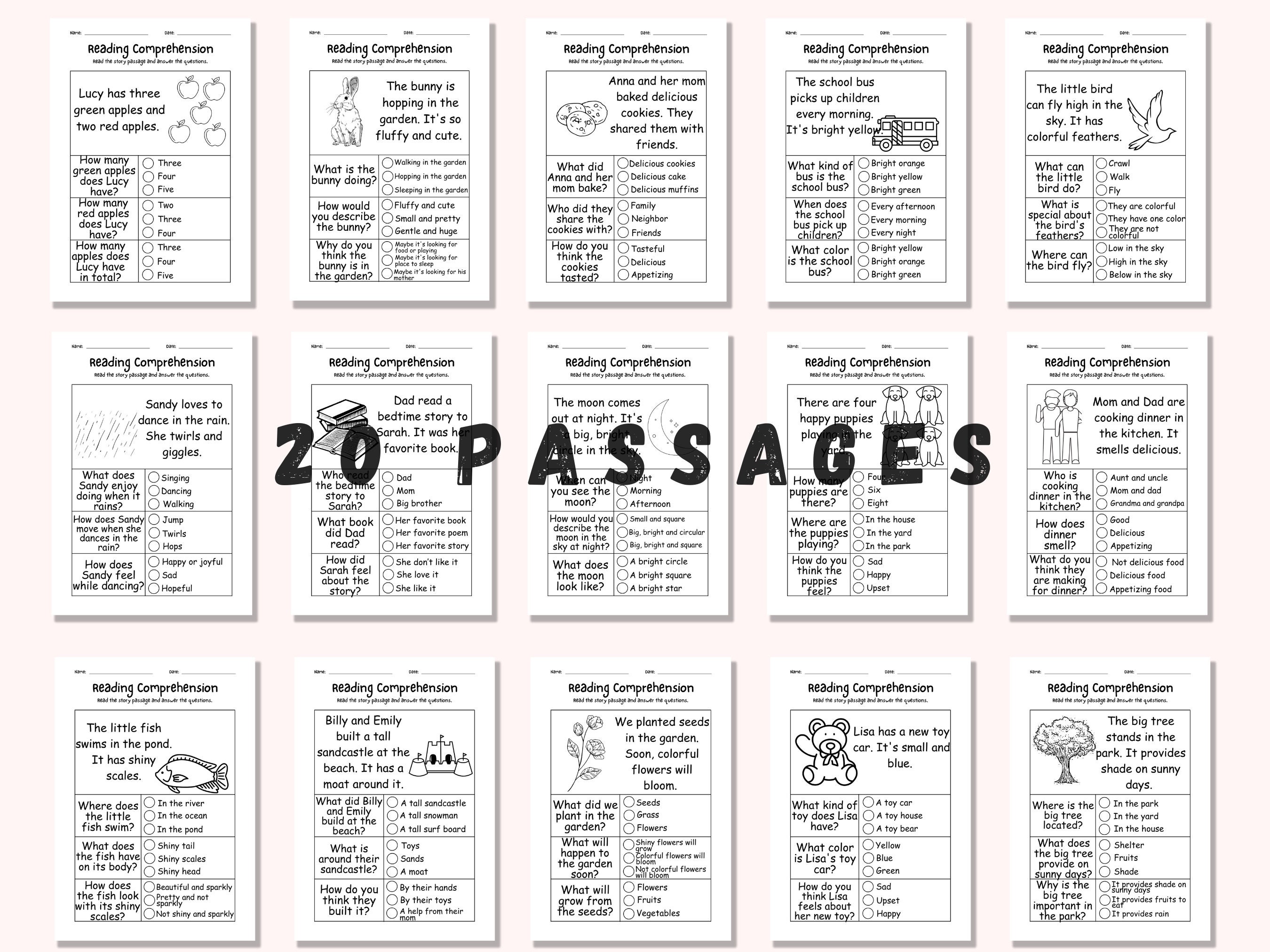 First Grade Reading Comprehension Worksheets Printable, Homeschool ...