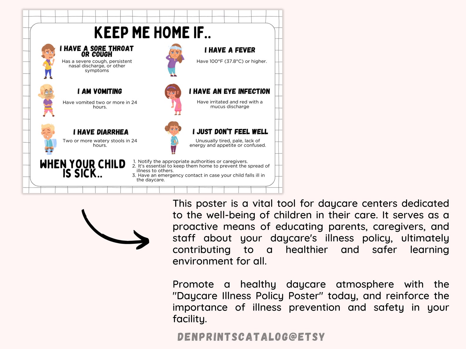 Child Sickness Flyer Printable, Daycare Printable Illness Sign ...