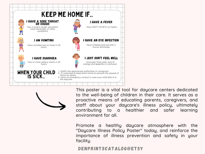 Child Sickness Flyer Printable, Daycare Printable Illness Sign ...