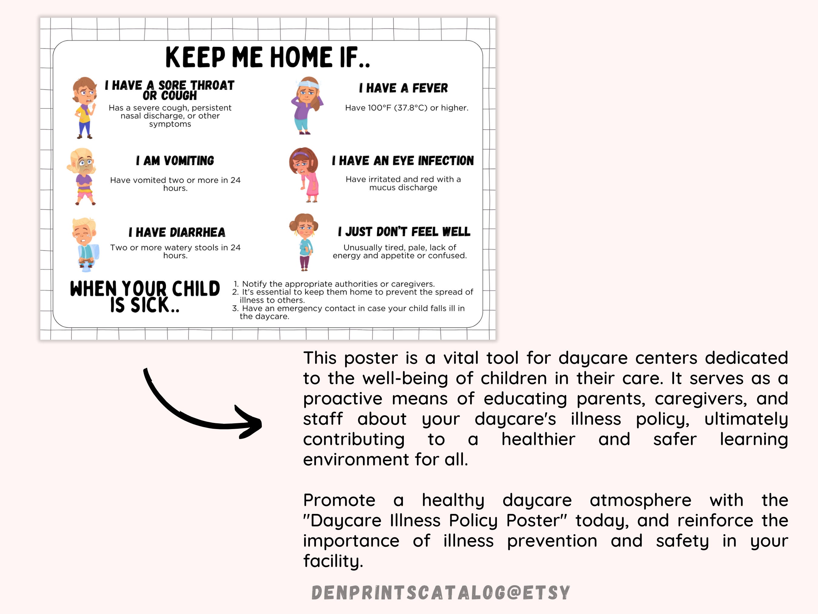 Child Sickness Flyer Printable, Daycare Printable Illness Sign ...