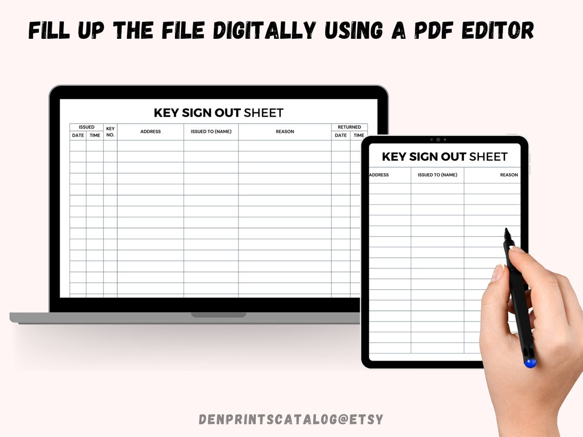 Key Sign Out Sheet Printable Visitor Sign in Out Form Event - Etsy